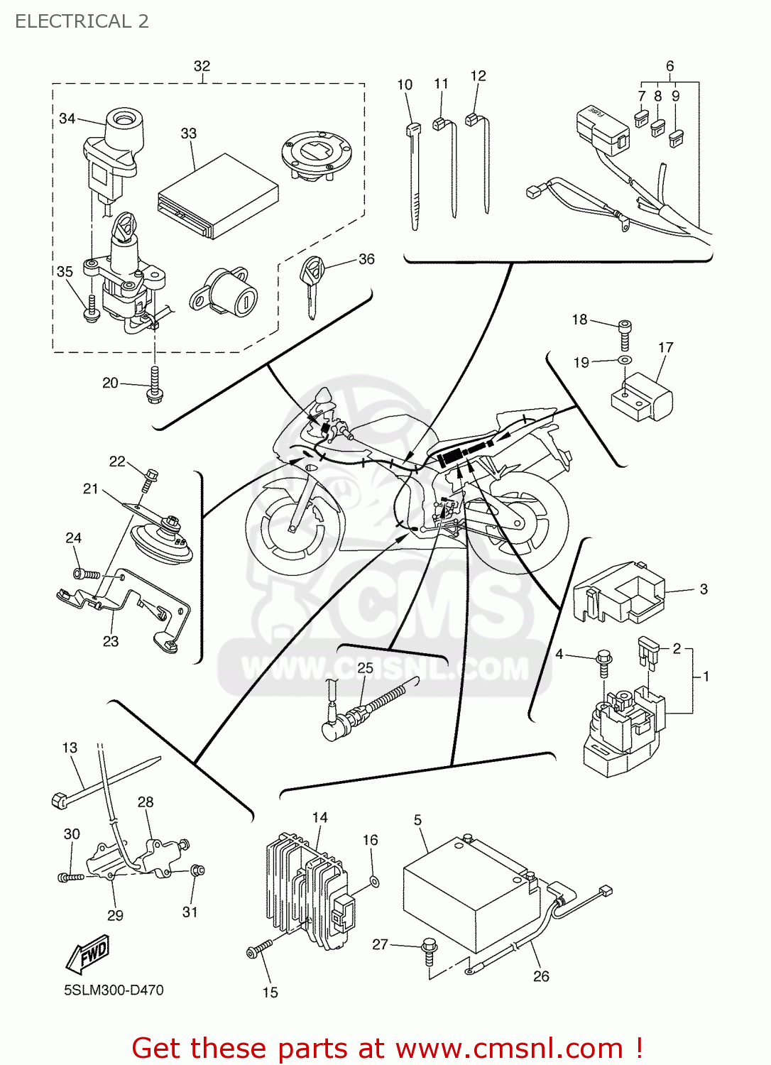 Yamaha YZF-R6 2005 5SLP AUSTRALIA 1D5SL-300E1 ELECTRICAL 2 - buy ...