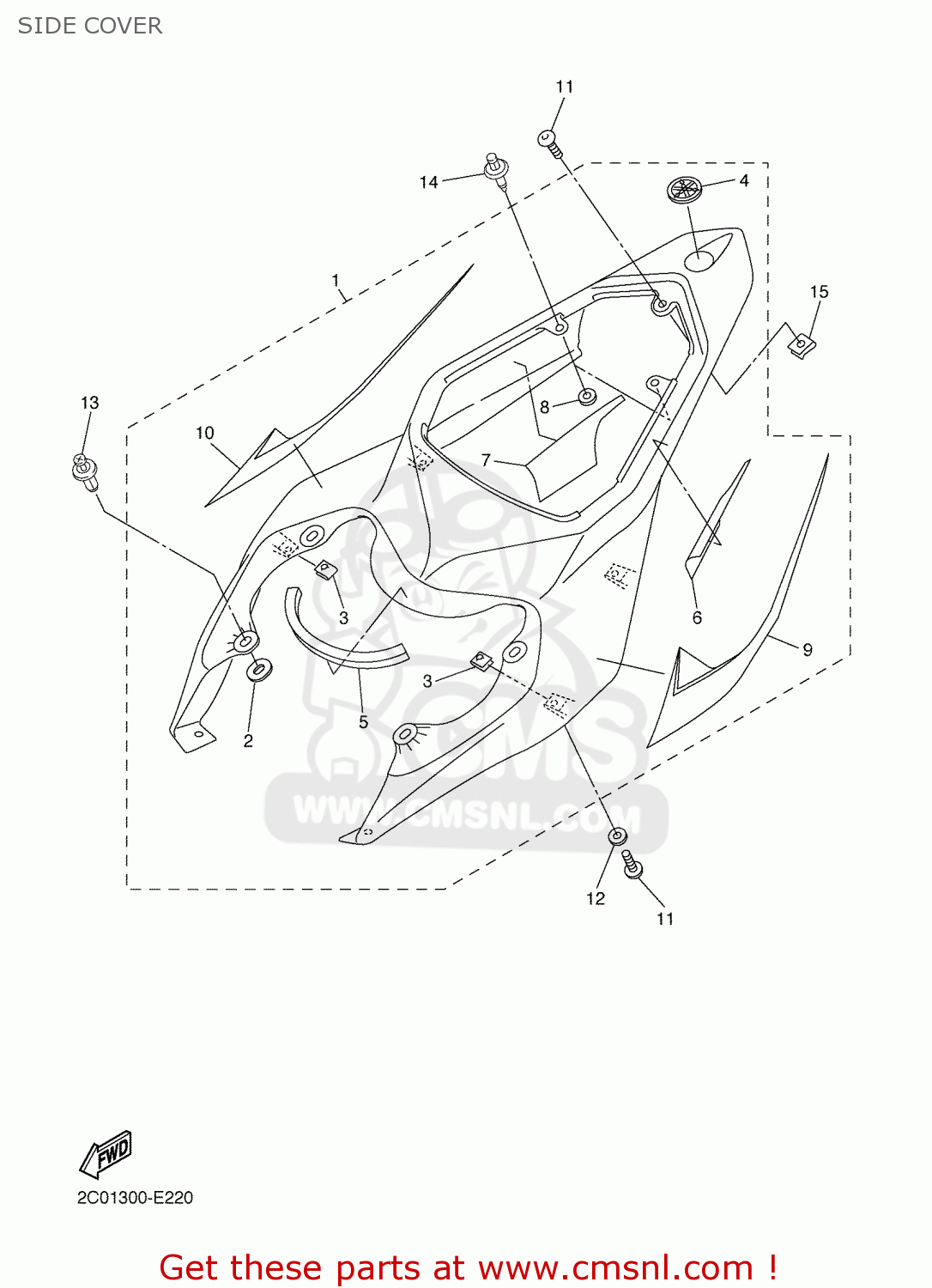 Yamaha YZF-R6 2006 2C01 ENGLAND 1E2C0-300E1 SIDE COVER - buy original ...