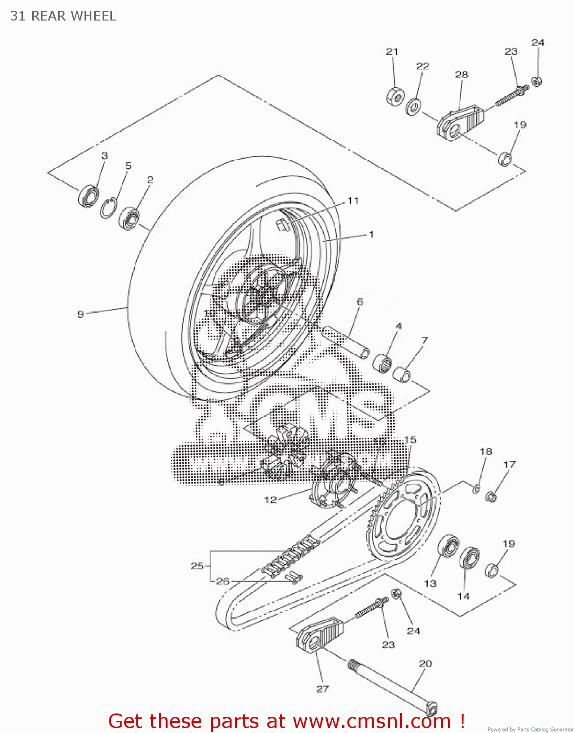 Yamaha YZF-R6 2014 2CXB EUROPE 1N2CX-300EA 31 REAR WHEEL - buy original ...
