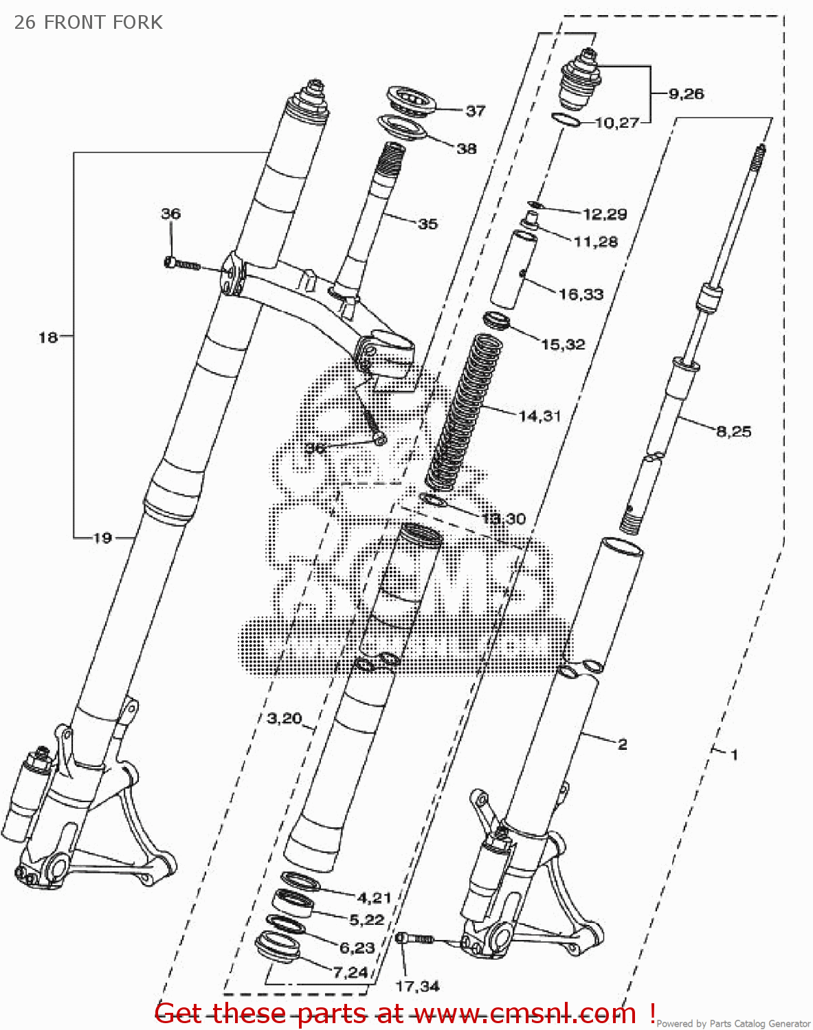 Yamaha YZF-R6 R6 2015 2CXE EUROPE 1P2CX-300E1 26 FRONT FORK - buy ...