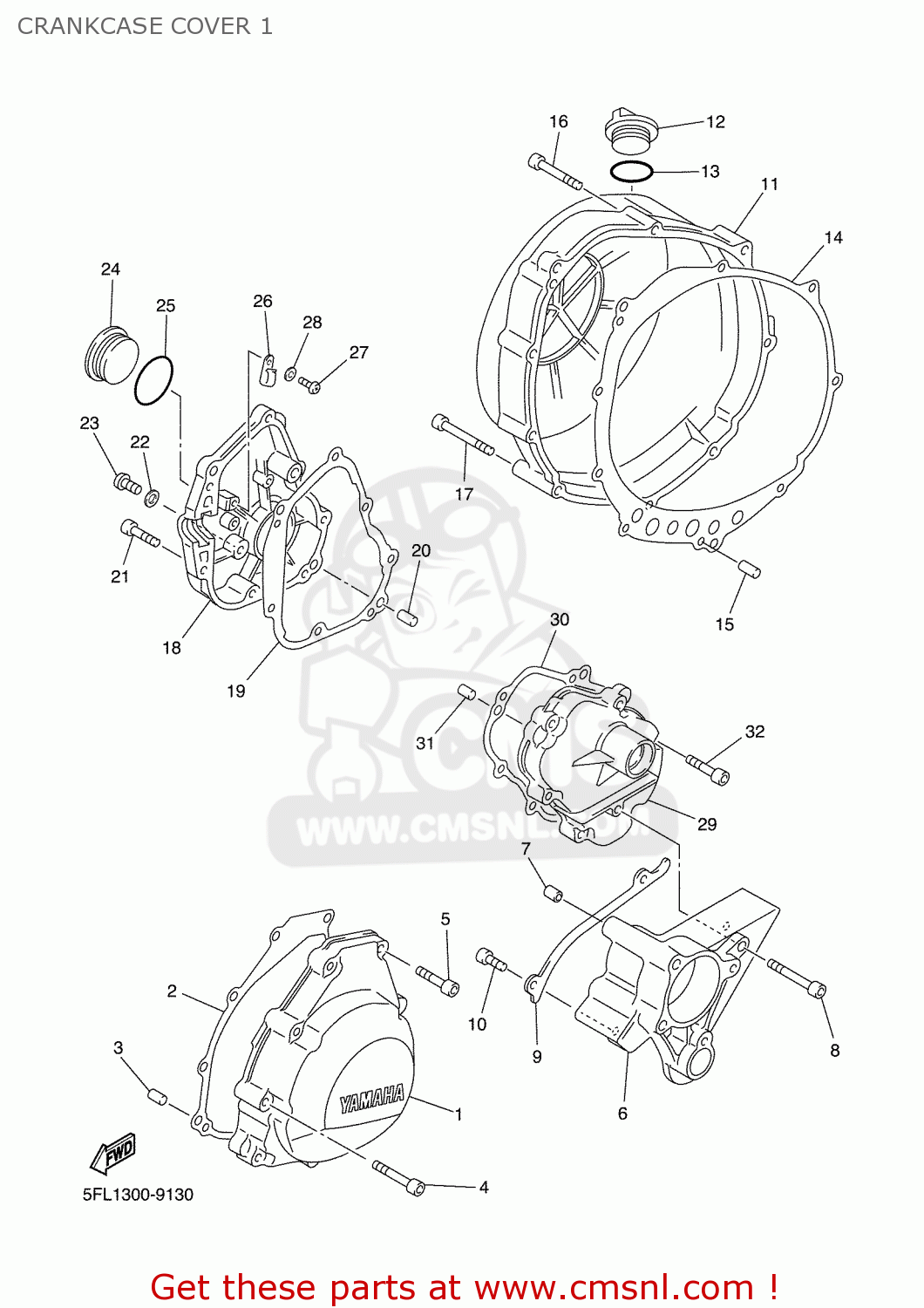 Yamaha YZF-R7 1999 5FL1 ENGLAND 195FL-300E2 CRANKCASE COVER 1 - buy ...