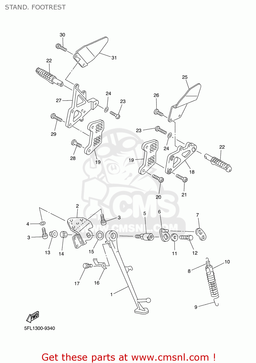 Yamaha YZF-R7 1999 5FL1 ENGLAND 195FL-300E2 STAND. FOOTREST - buy ...