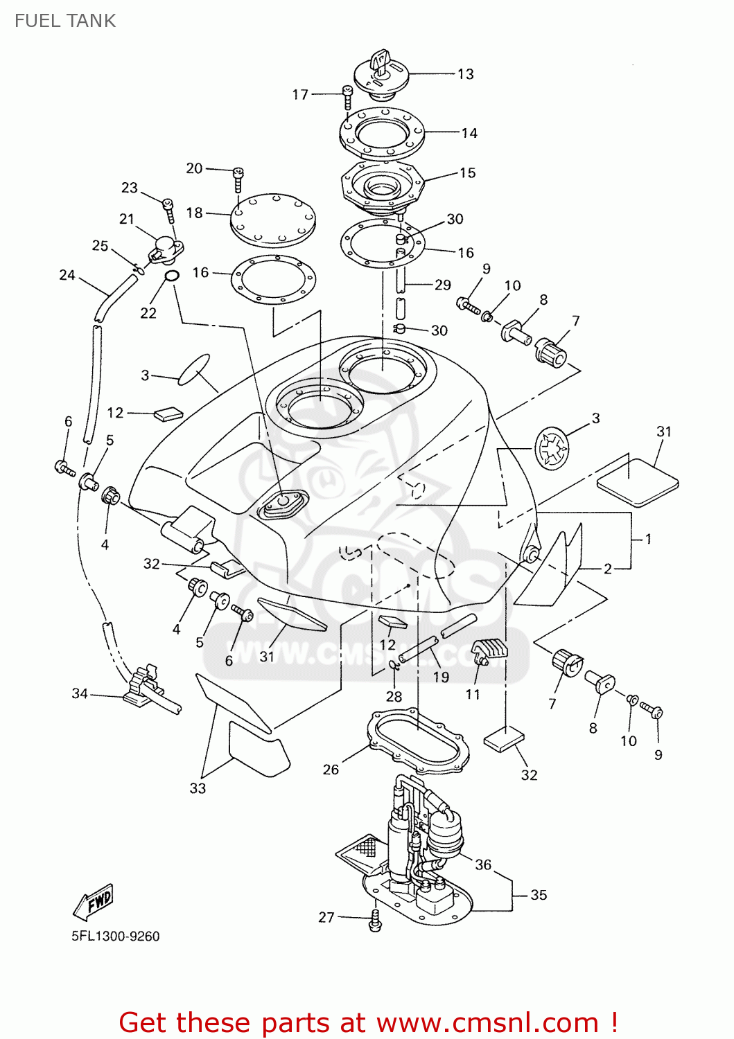 Yamaha YZF-R7 1999 5FL1 GERMANY 195FL-332G2 FUEL TANK - buy original ...