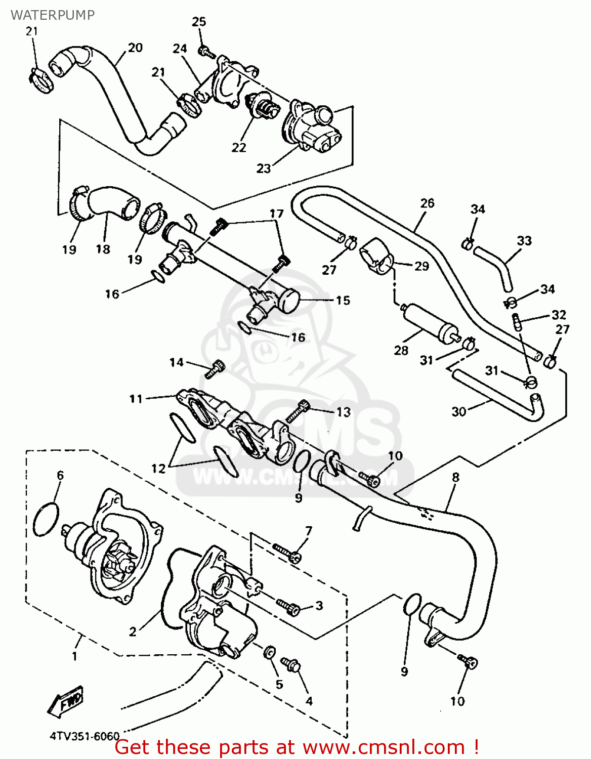 Yamaha YZF600R 1996 4TV1 EUROPE 264TV-300E2 WATERPUMP - buy original ...