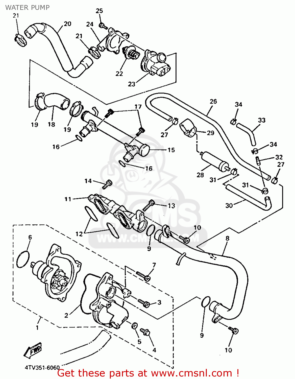 Yamaha YZF600R 1998 4TV5 GERMANY 284TV-332G1 WATER PUMP - buy original ...