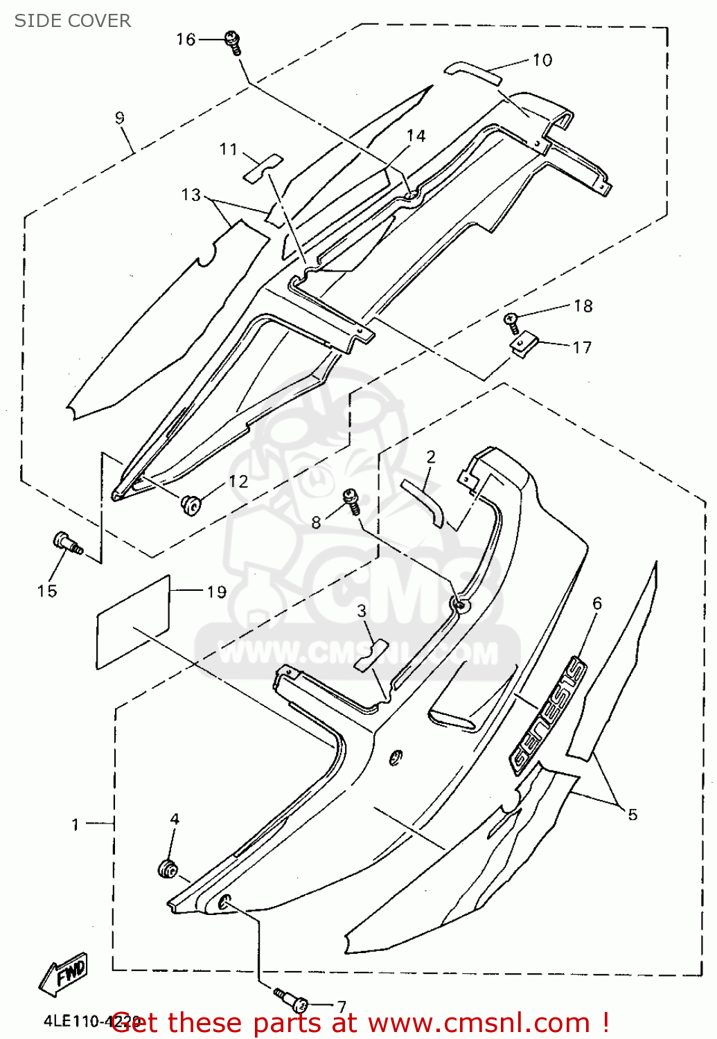 Yamaha YZF750R 1994 (R) USA SIDE COVER - buy original SIDE COVER spares ...