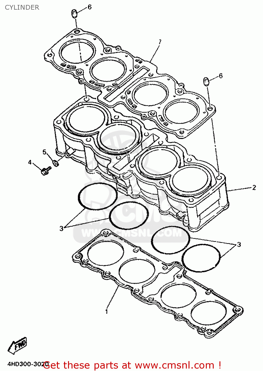 Yamaha YZF750R 1996 4HD7 ITALY 264HD-300E1 CYLINDER - buy original ...