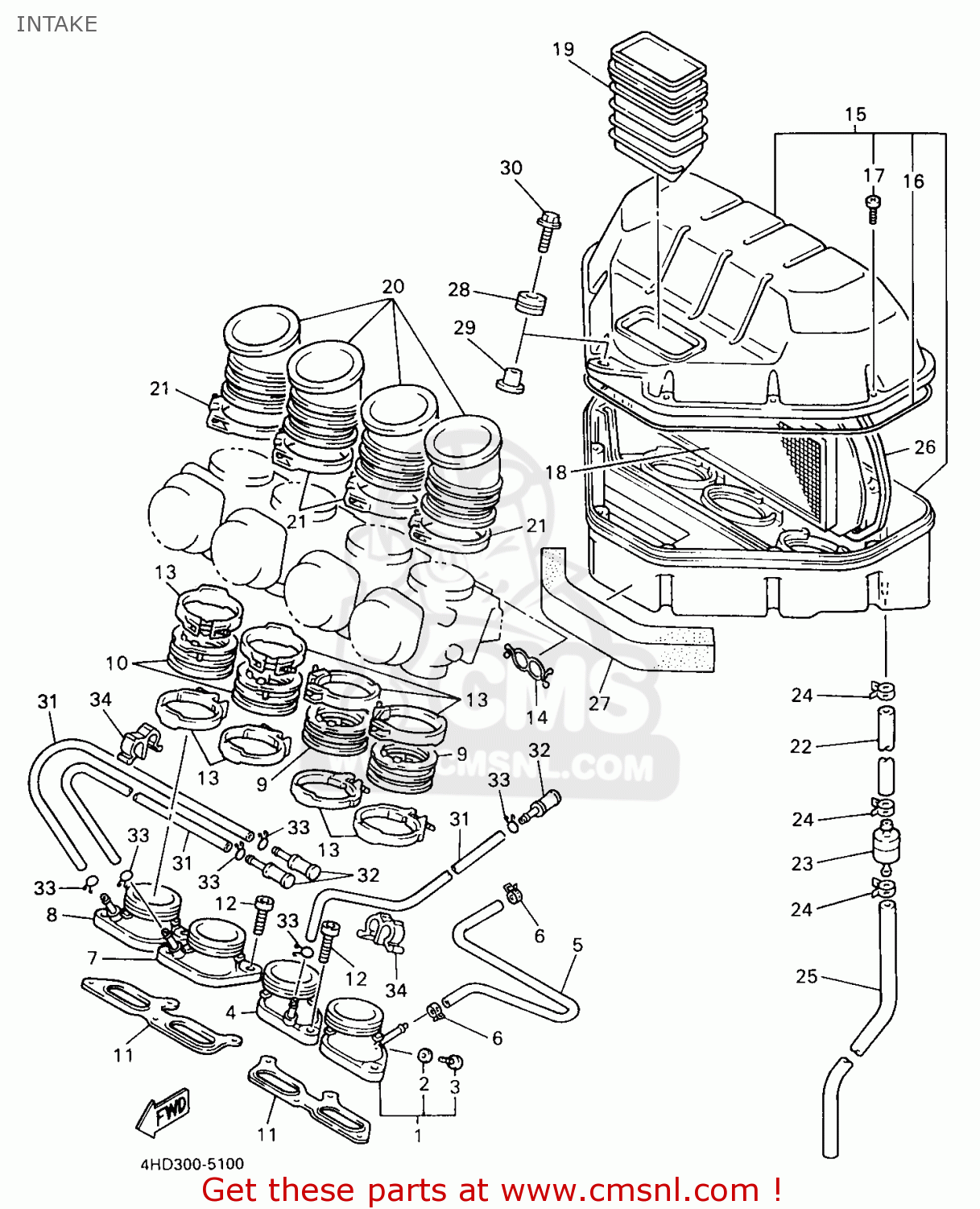 Yamaha YZF750R YZF750RC 1997 (V) USA CALIFORNIA INTAKE - buy original ...