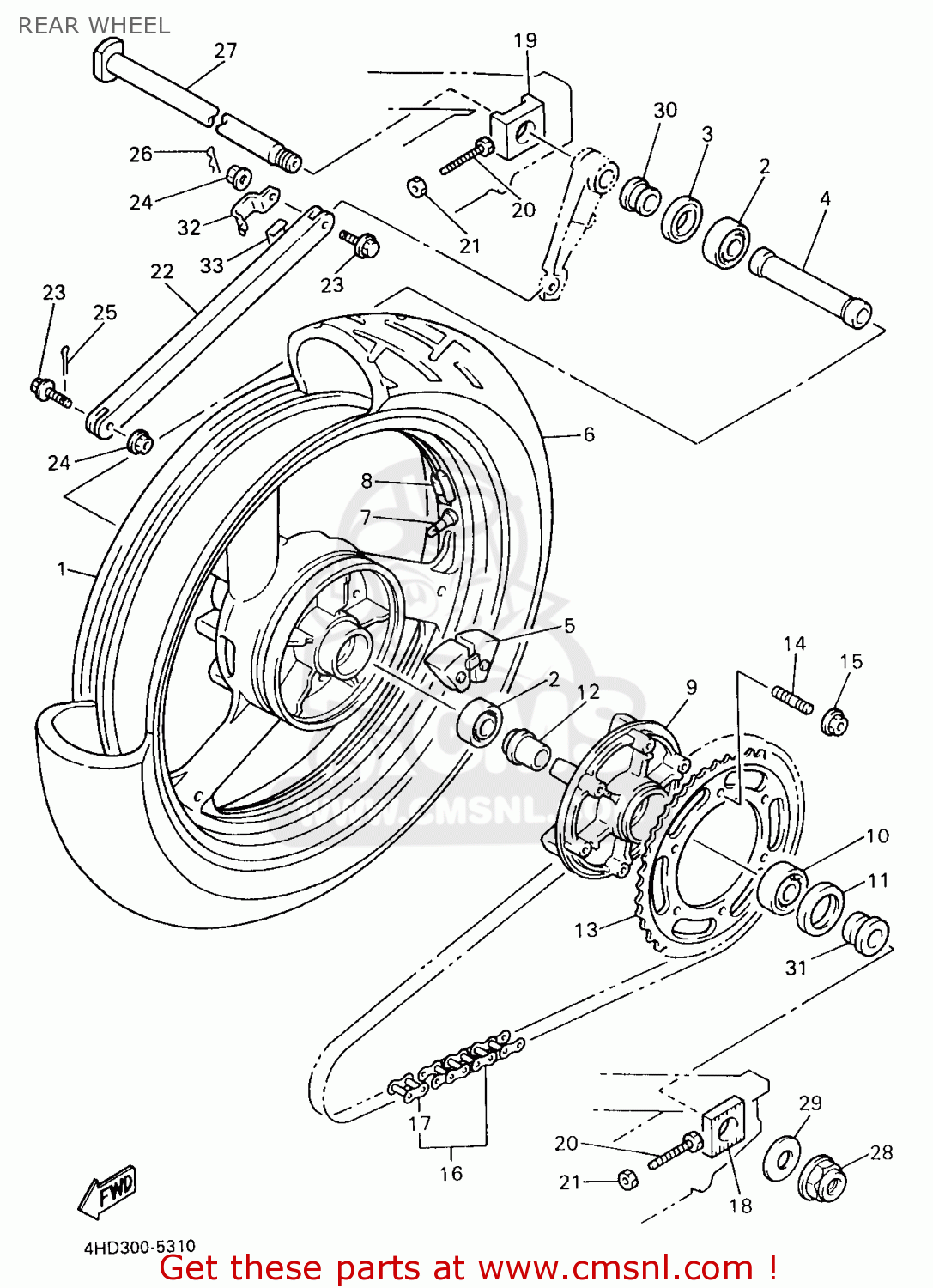 Yamaha YZF750R YZF750RC 1998 (W) USA CALIFORNIA REAR WHEEL - buy ...