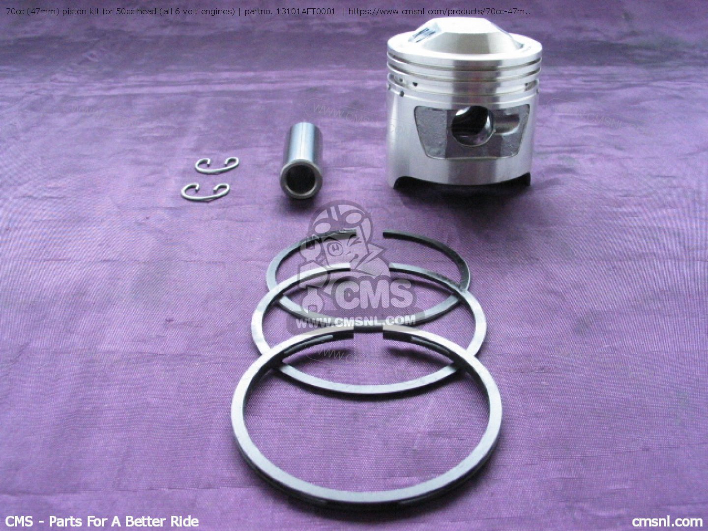 13101AFT0001: 70cc (47mm) piston kit for 50cc head (all 6 volt engines ...