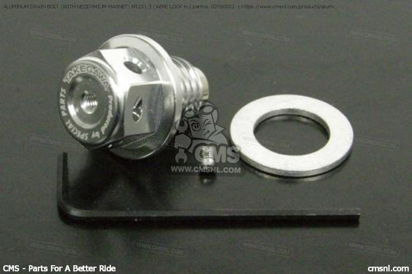 02090002: ALUMINUM DRAIN BOLT (WITH NEODYMIUM MAGNET) M12X1.5 (WIRE ...