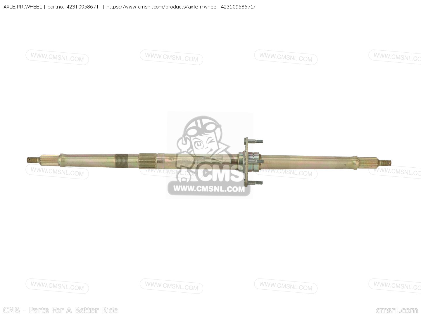 42310958671: AXLE,RR.WHEEL Honda - buy the 42310-958-671 at CMSNL
