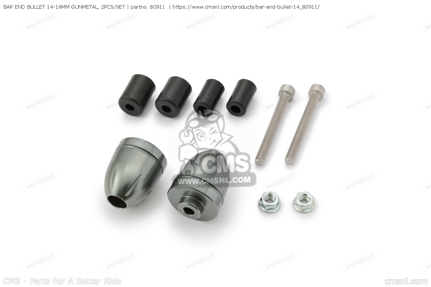 80911: Bar End Bullet 14-19mm Gunmetal, 2pcs/set Daytona - buy the ...