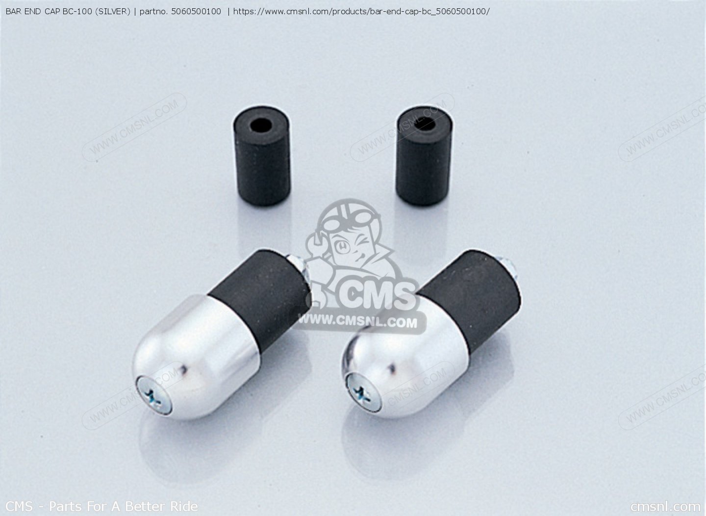 5060500100: BAR END CAP BC-100 (SILVER) Kitaco - buy the 506-0500100 at ...