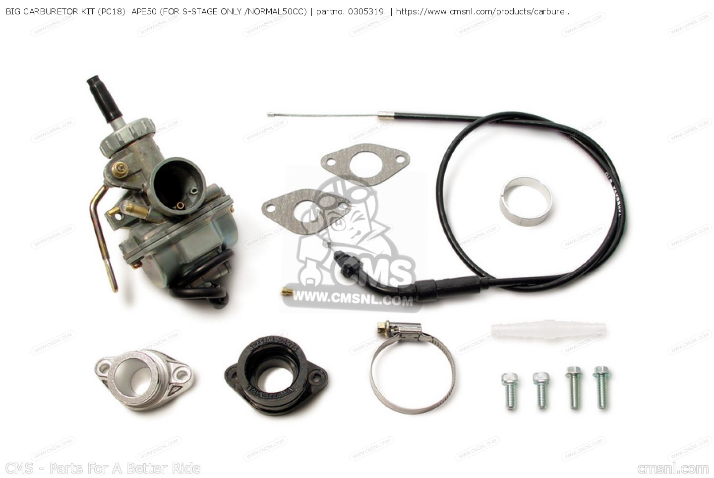 0305319: Big Carburetor Kit (pc18) Ape50 (for S-stage Only /normal50cc) Takegawa - buy the 03-05 ...