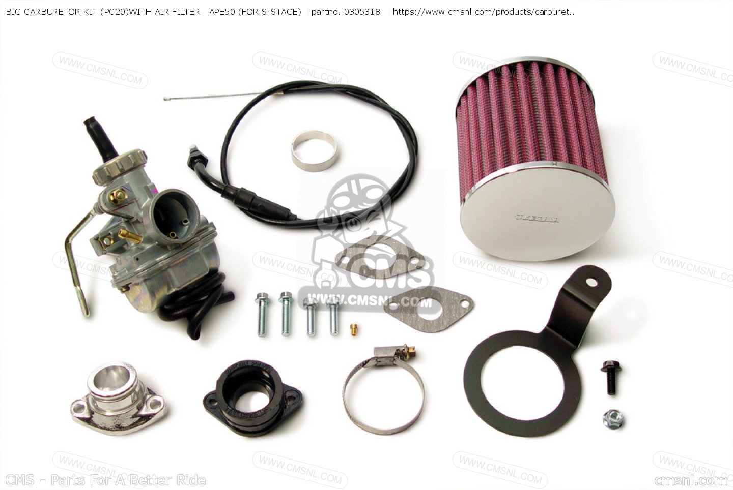 0305318: Big Carburetor Kit (pc20)with Air Filter Ape50 (for S-stage) Takegawa - buy the 03-05 ...