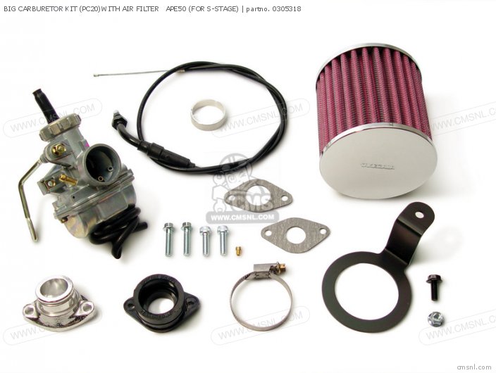 0305318: Big Carburetor Kit (pc20)with Air Filter Ape50 (for S-stage) Takegawa - buy the 03-05 ...