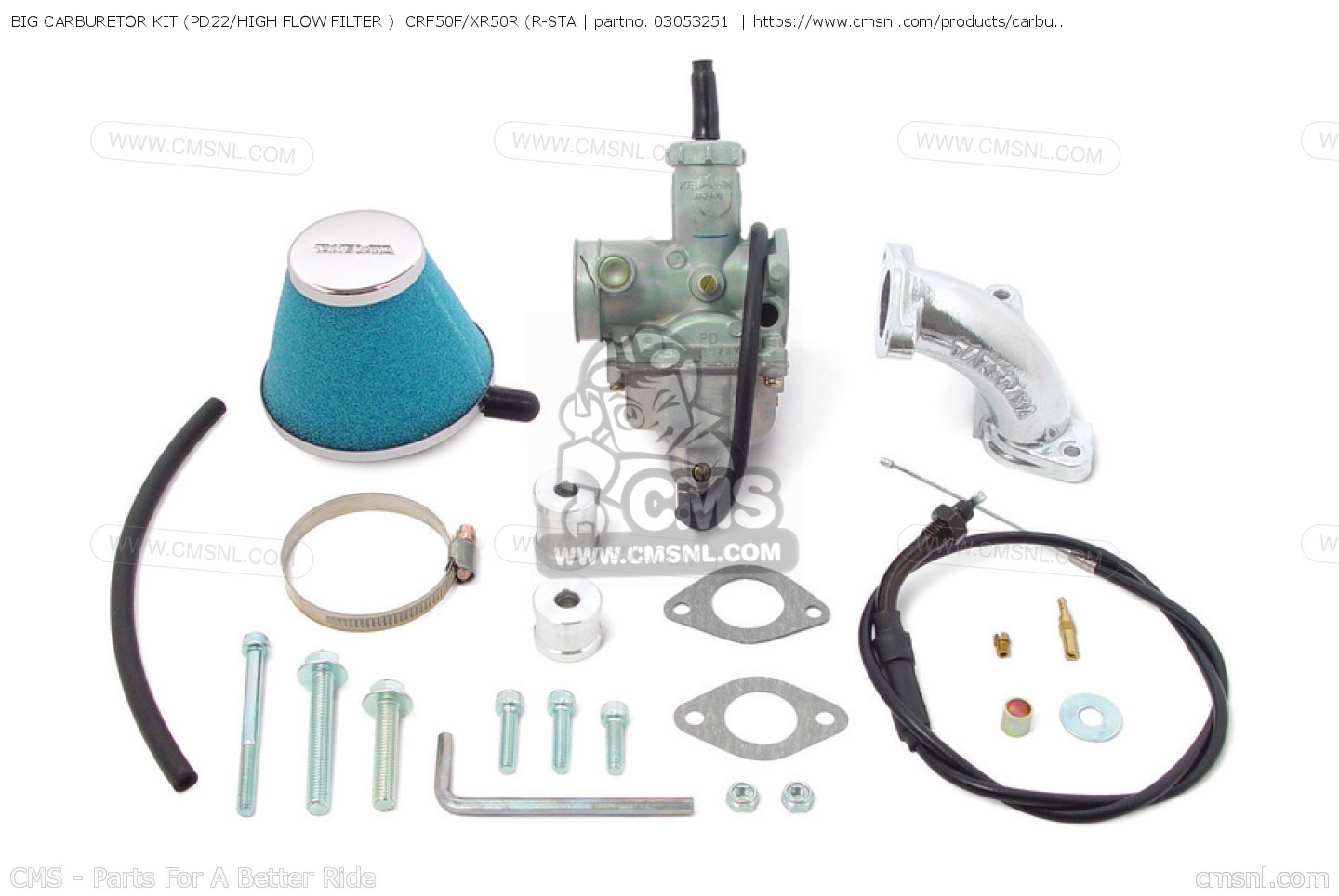 03053251: BIG CARBURETOR KIT (PD22/HIGH FLOW FILTER ) CRF50F/XR50R (R ...