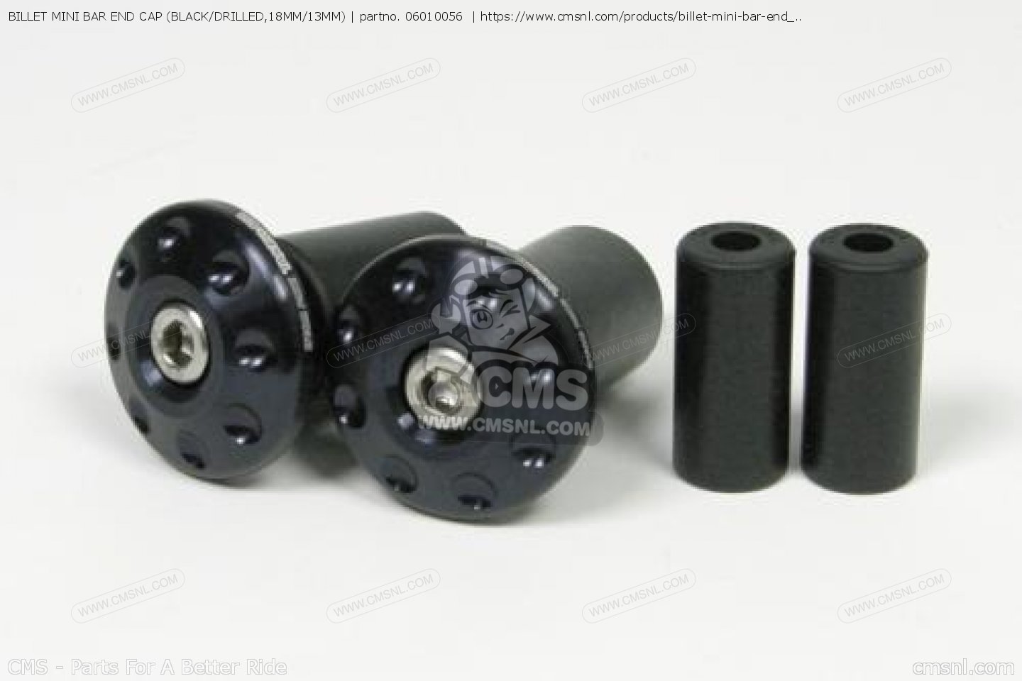 06010056: Billet Mini Bar End Cap (black/drilled,18mm/13mm) Takegawa ...