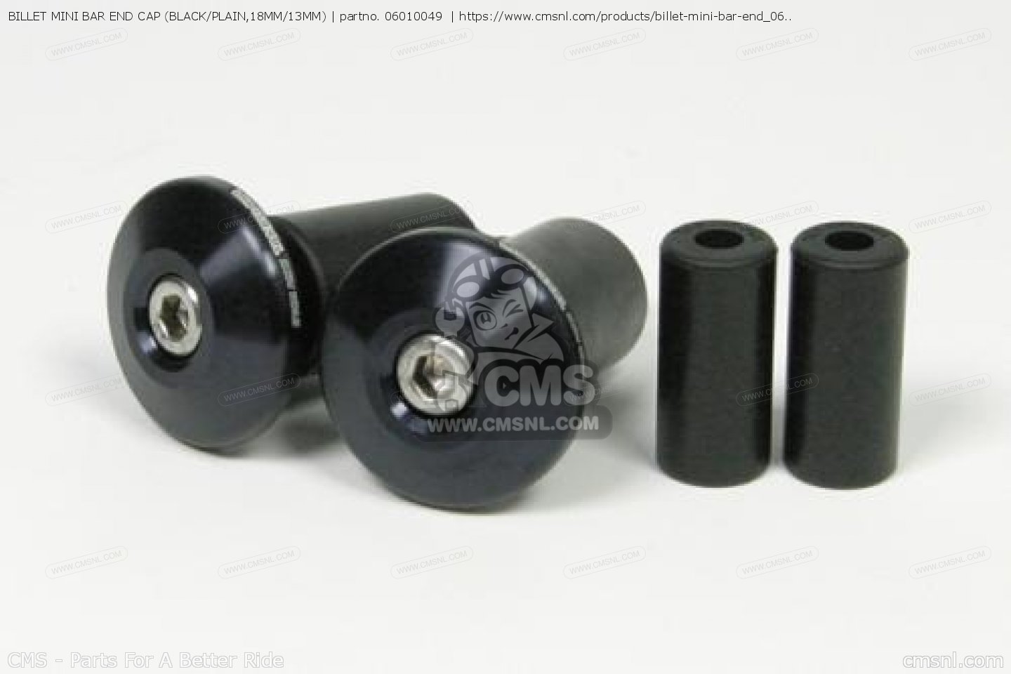 06010049: Billet Mini Bar End Cap (black/plain,18mm/13mm) Takegawa ...