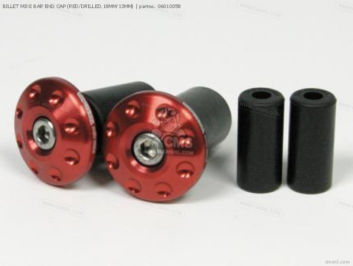 06010058: Billet Mini Bar End Cap (red/drilled,18mm/13mm) Takegawa ...