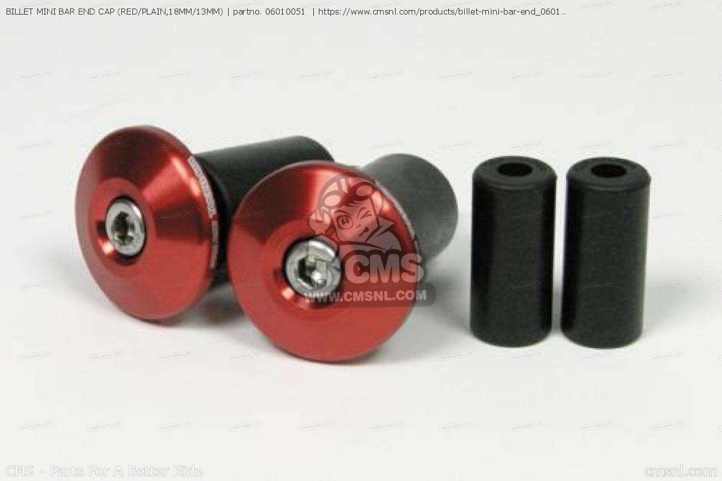 06010051: BILLET MINI BAR END CAP (RED/PLAIN,18MM/13MM) Takegawa - buy ...