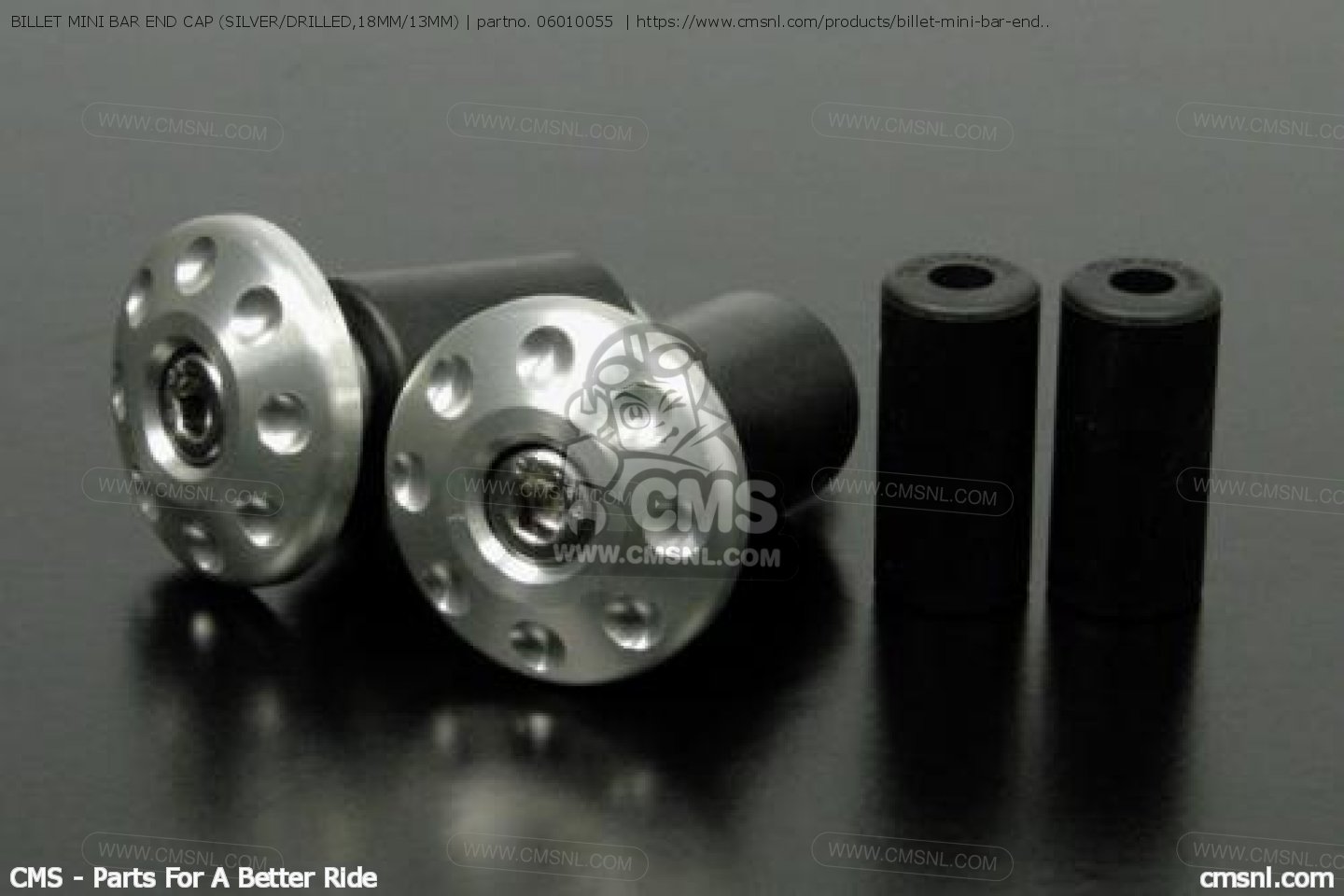 06010055: Billet Mini Bar End Cap (silver/drilled,18mm/13mm) Takegawa ...