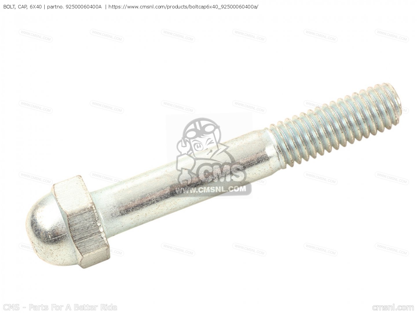 92500060400A: BOLT, CAP, 6X40 Honda - buy the 92500-060400A at CMSNL