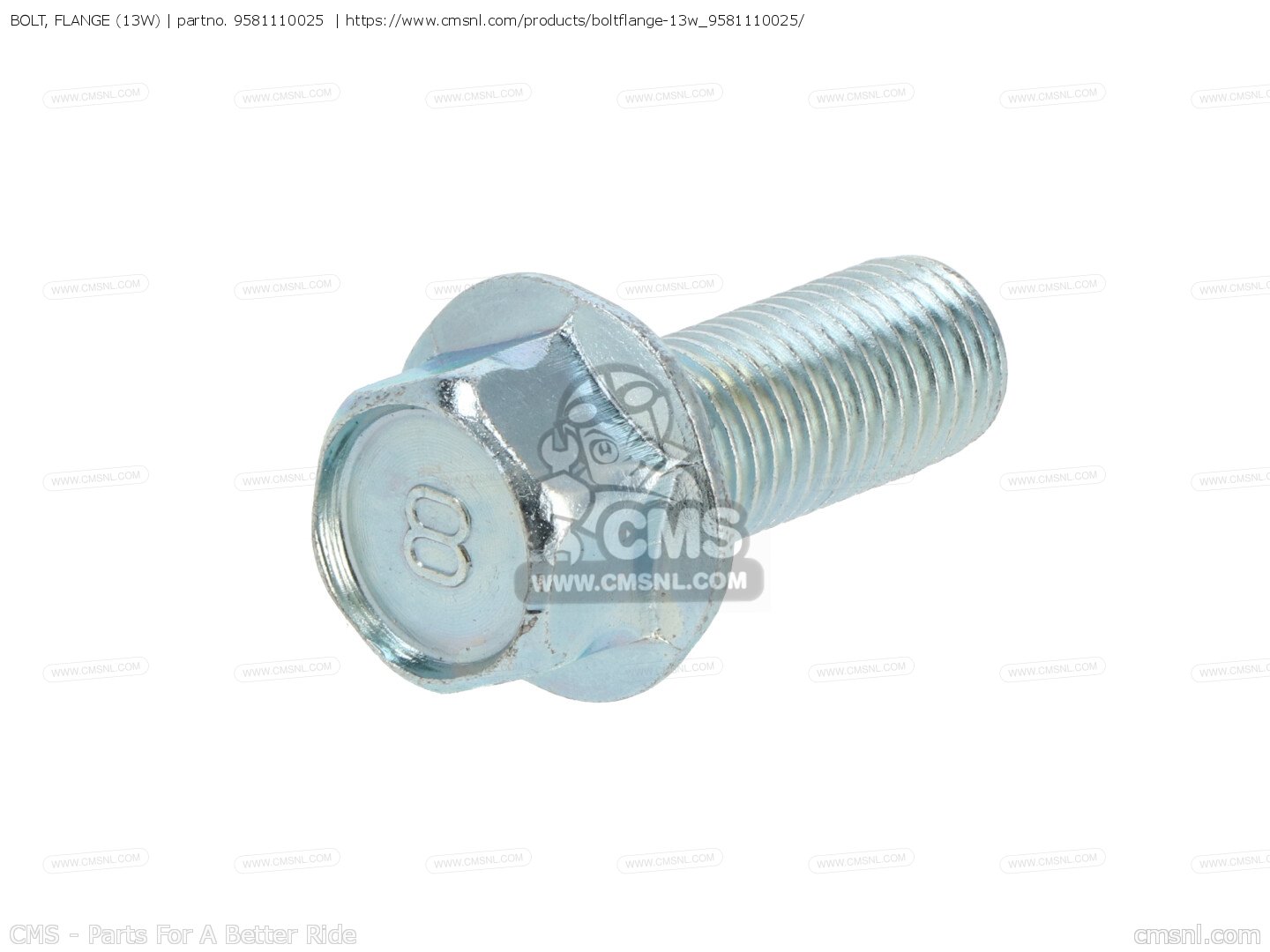 9581110025: BOLT, FLANGE (13W) Yamaha - buy the 95811-10025-00 at CMSNL