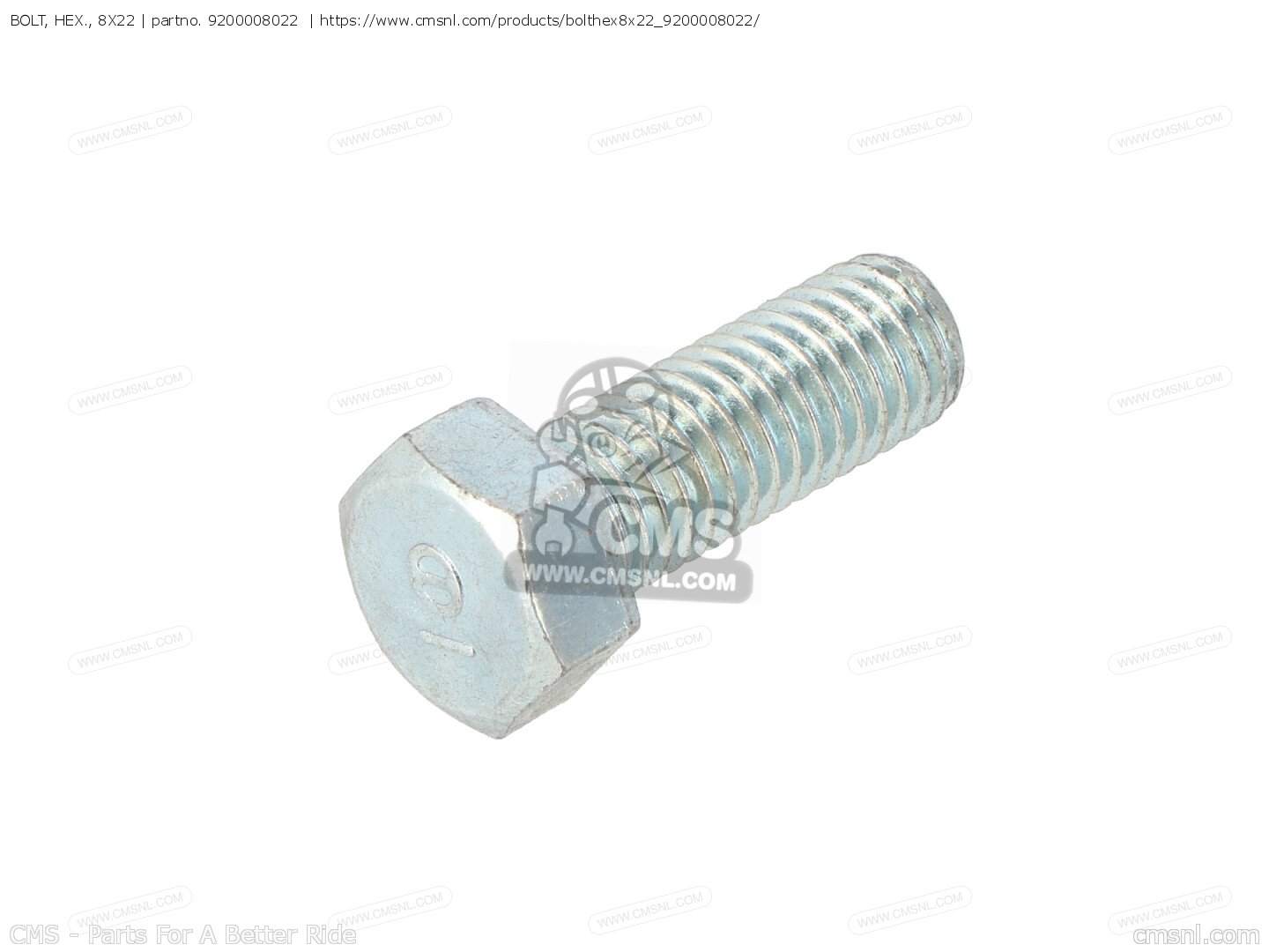 9200008022 : BOLT, HEX., 8X22 Honda - acheter le 92000-08022 à CMSNL