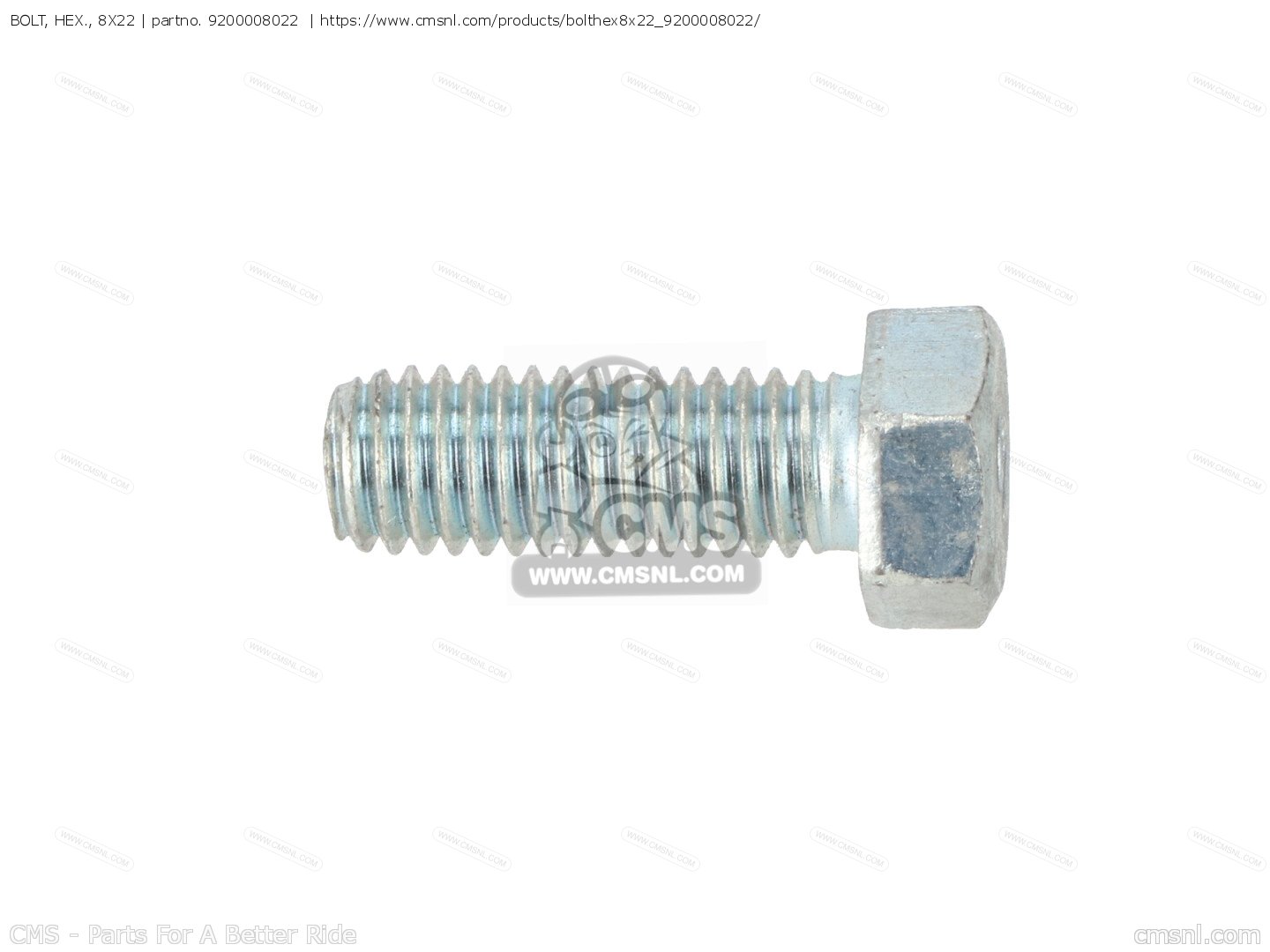 9200008022 : BOLT, HEX., 8X22 Honda - acheter le 92000-08022 à CMSNL