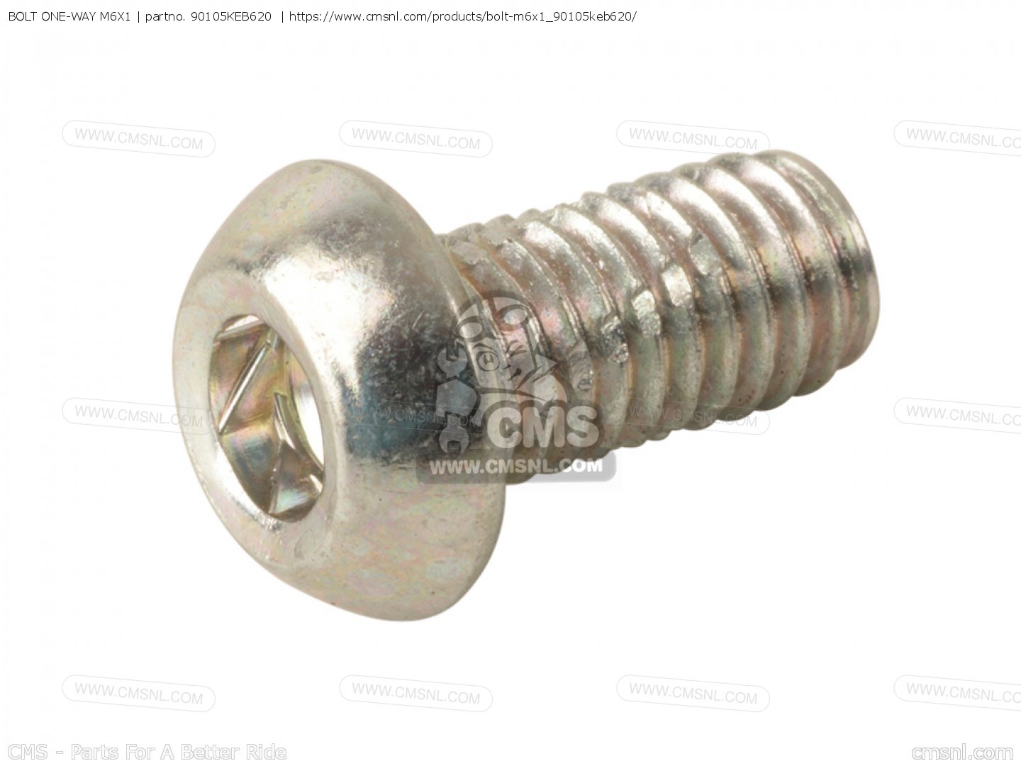 90105KEB620: BOLT ONE-WAY M6X1 Honda - buy the 90105-KEB-620 at CMSNL