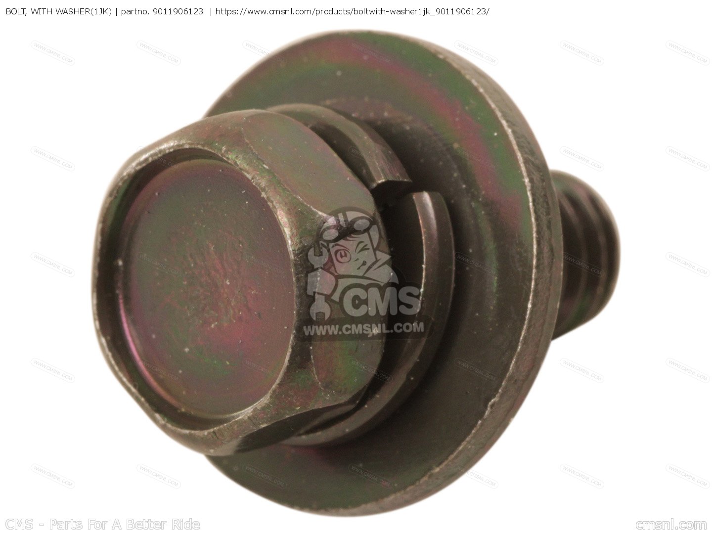 9011906123: BOLT, WITH WASHER(1JK) Yamaha - buy the 90119-06123-00 at CMSNL