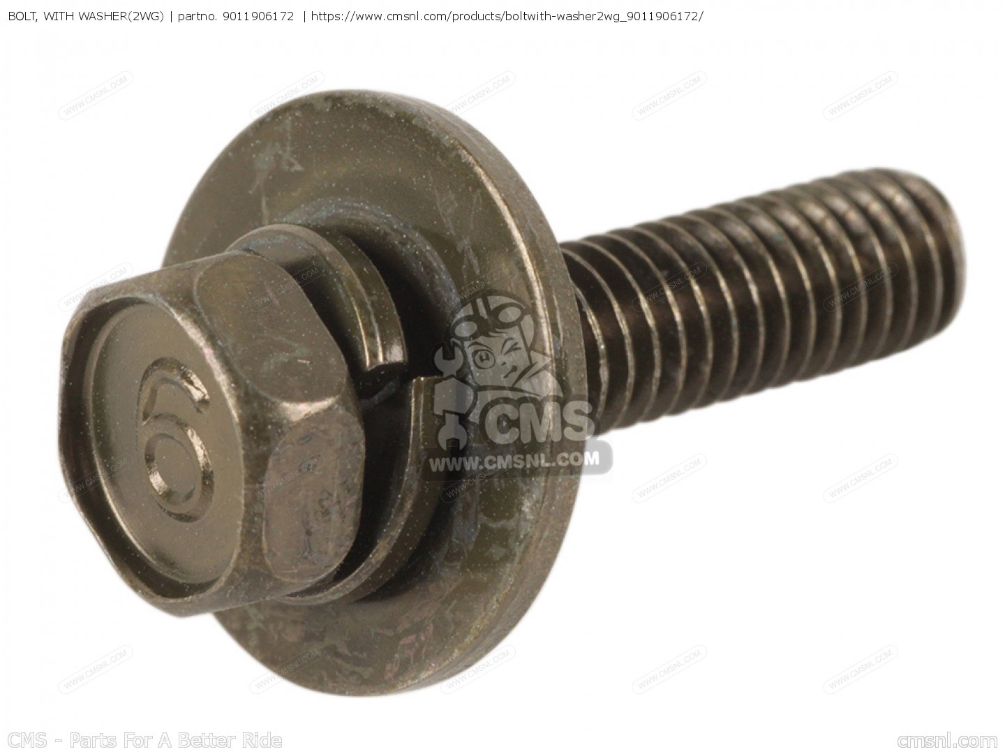 9011906172: BOLT, WITH WASHER(2WG) Yamaha - buy the 90119-06172-00 at CMSNL