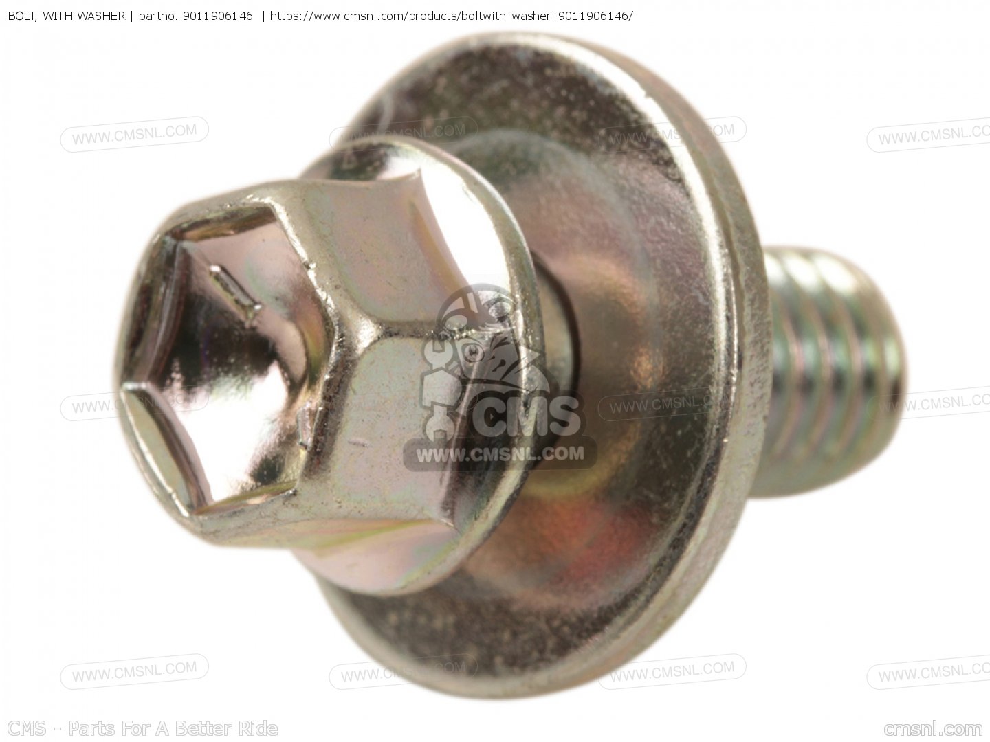 9011906146: BOLT, WITH WASHER Yamaha - buy the 90119-06146-00 at CMSNL