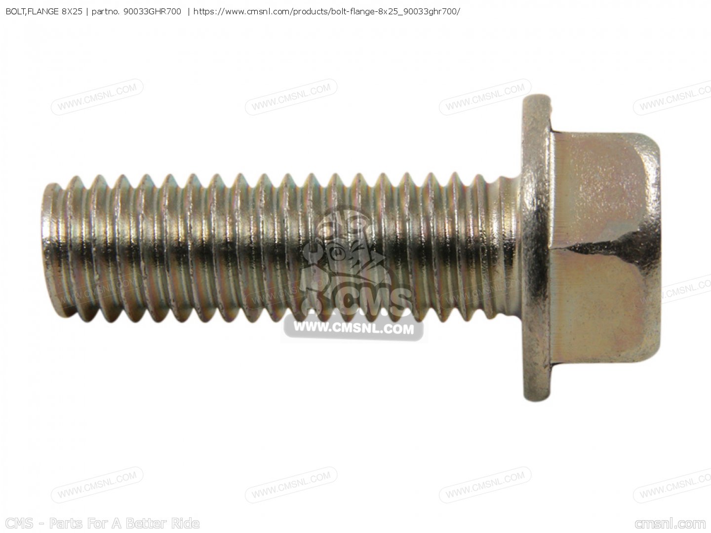 90033GHR700: BOLT,FLANGE 8X25 Honda - buy the 90033-GHR-700 at CMSNL