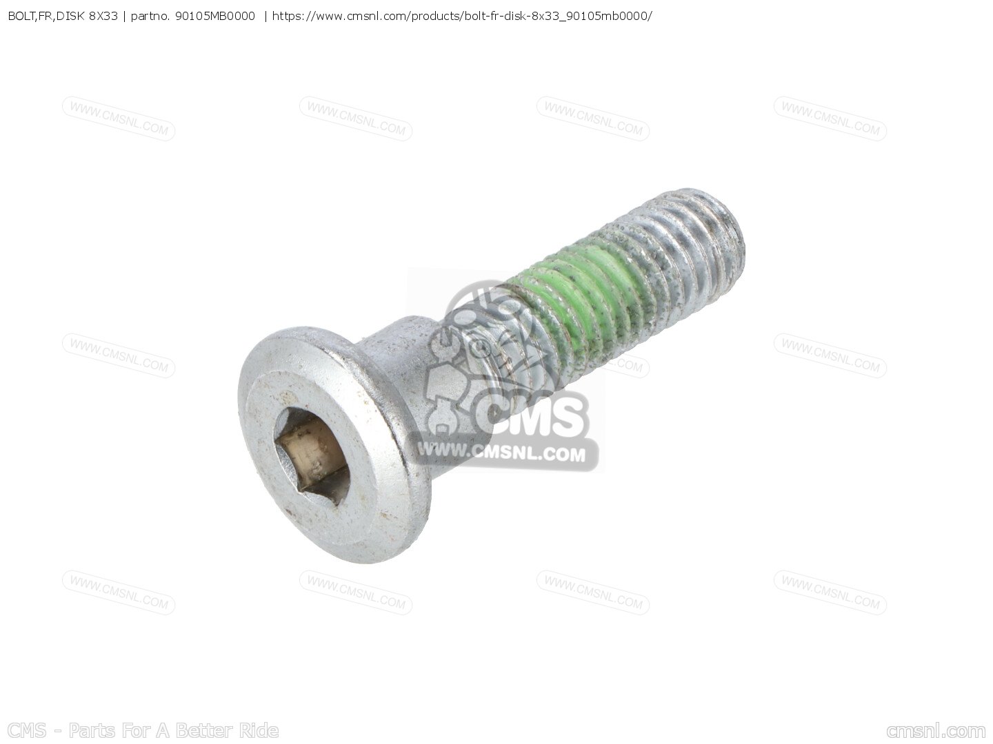 90105MB0000: BOLT,FR,DISK 8X33 Honda - buy the 90105-MB0-000 at CMSNL