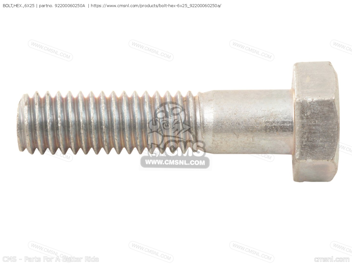 92200060250A: BOLT,HEX.,6X25 Honda - buy the 92200-060250A at CMSNL