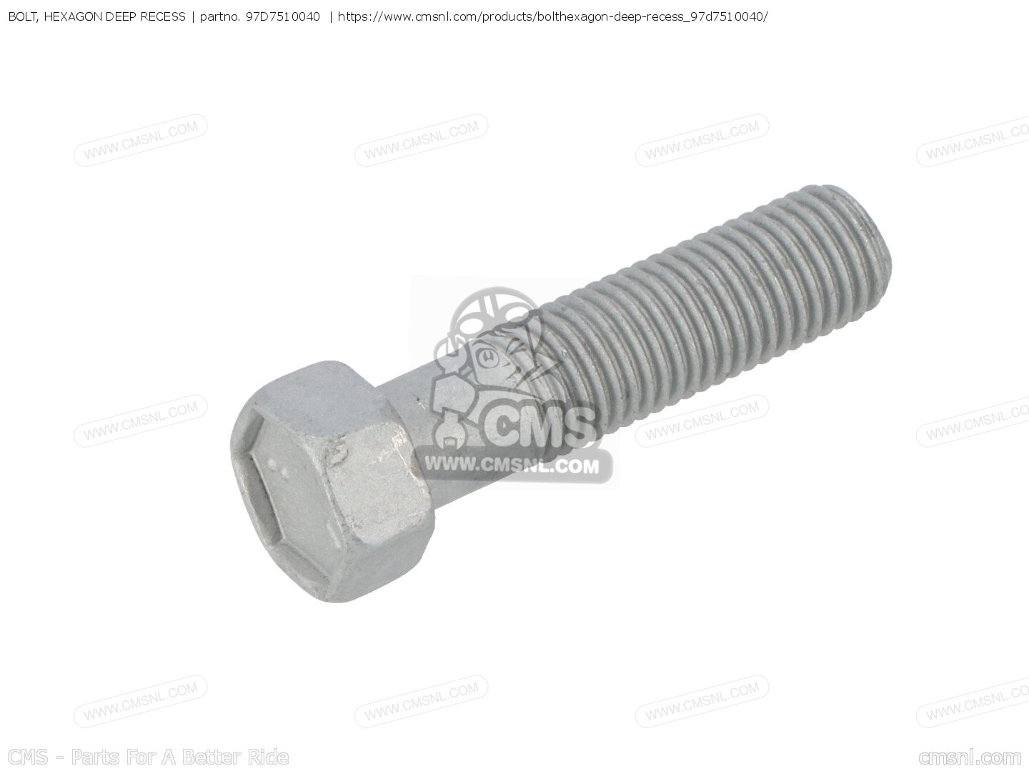 97D7510040: Bolt, Hexagon Deep Recess Yamaha - buy the 97D75-10040-00 ...