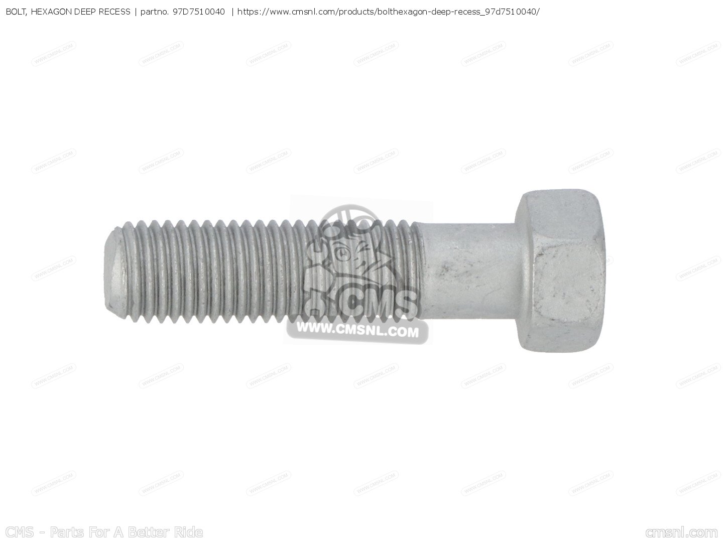 97D7510040: Bolt, Hexagon Deep Recess Yamaha - buy the 97D75-10040-00 ...