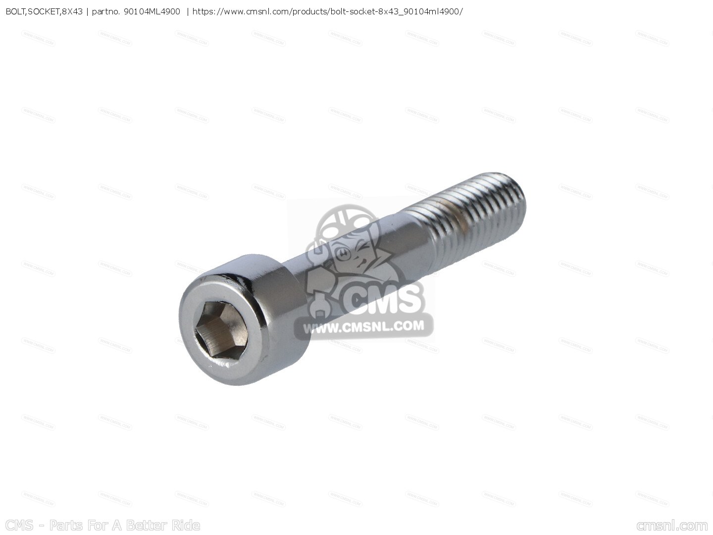 90104ML4900: BOLT,SOCKET,8X43 Honda - buy the 90104-ML4-900 at CMSNL