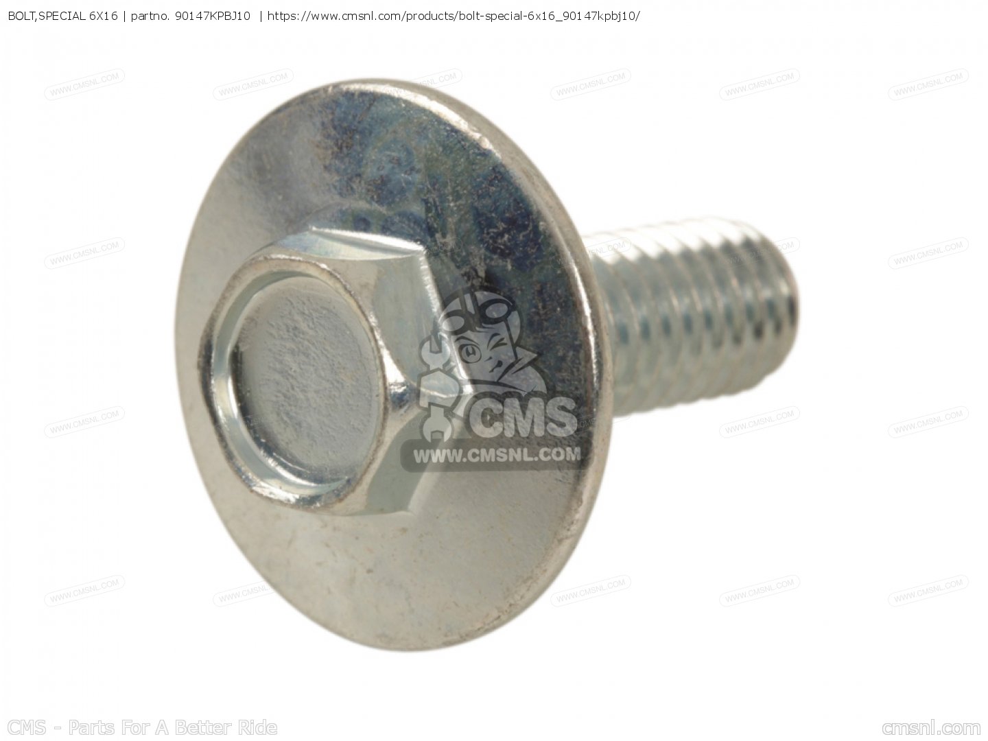 90147KPBJ10: BOLT,SPECIAL 6X16 Honda - buy the 90147-KPB-J10 at CMSNL