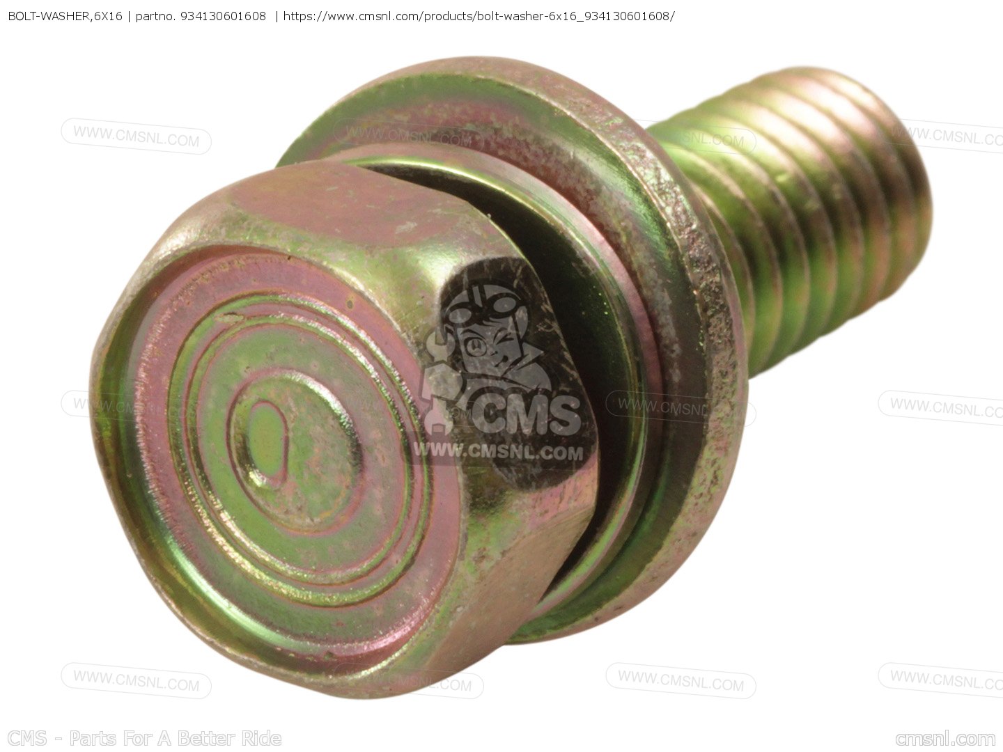 934130601608: BOLT-WASHER,6X16 Honda - buy the 93413-0601608 at CMSNL