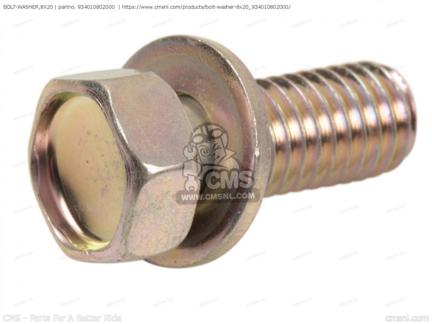 934010802000: BOLT-WASHER,8X20 Honda - buy the 93401-0802000 at CMSNL