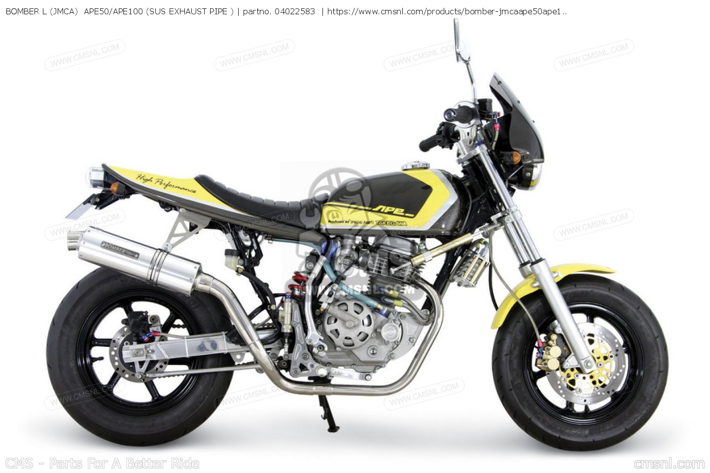 04022583: Bomber L (jmca) Ape50/ape100 (sus Exhaust Pipe ) Takegawa - buy the 04-02-2583 at CMSNL