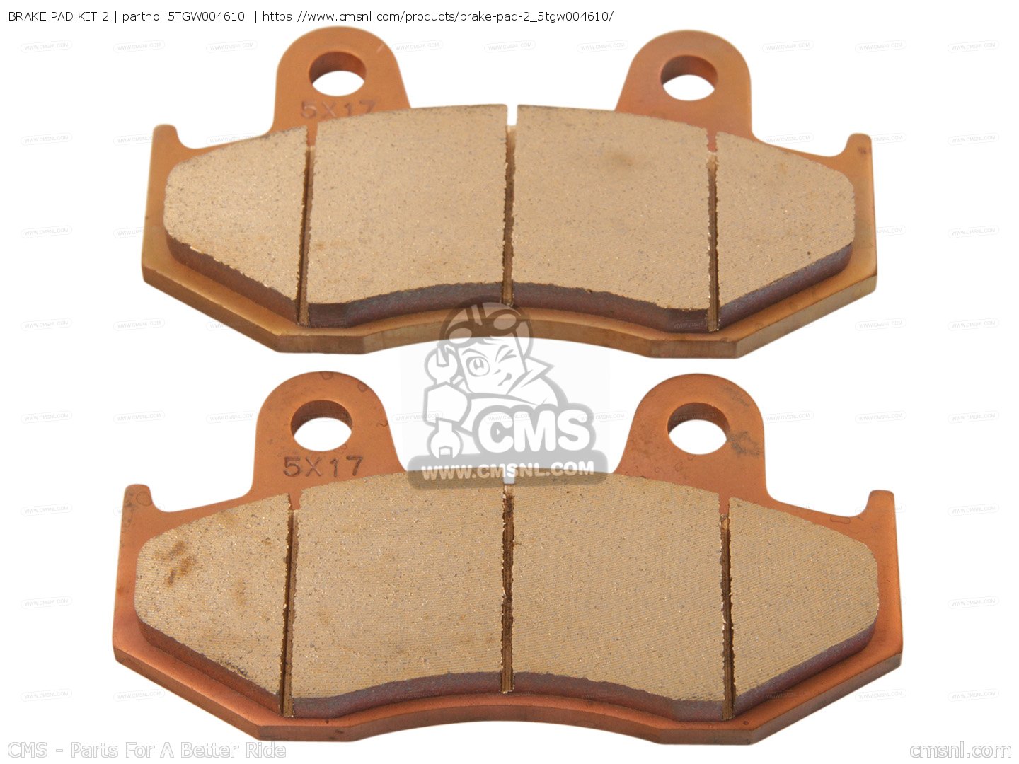 5TGW004610: BRAKE PAD KIT 2 (NAS) Yamaha - buy the 5TG-W0046-10-00 at CMSNL