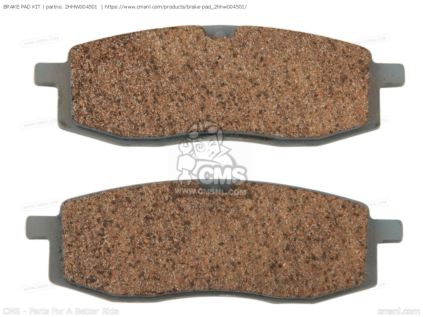 2HHW004501: BRAKE PAD KIT Yamaha - buy the 2HH-W0045-01-00 at CMSNL