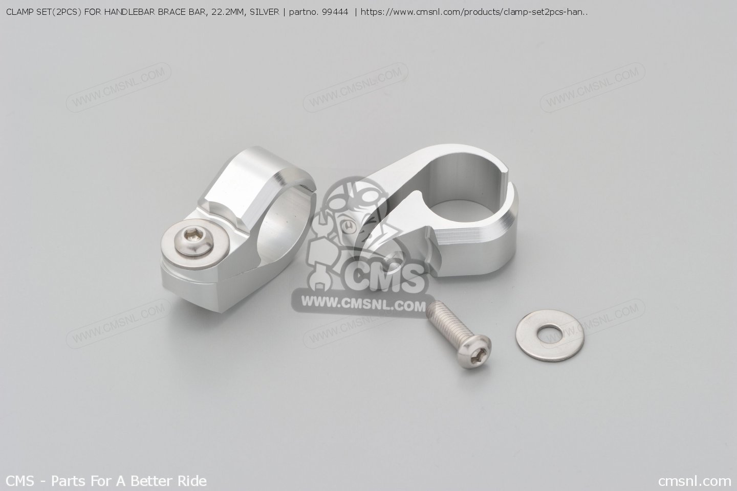 99444: Clamp Set(2pcs) For Handlebar Brace Bar, 22.2mm, Silver Daytona ...