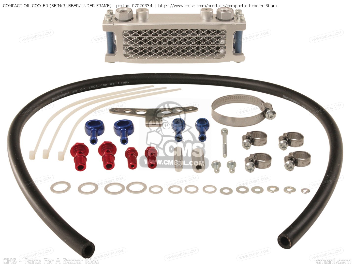 07070334: COMPACT OIL COOLER (3FIN/RUBBER/UNDER FRAME) Takegawa - buy ...