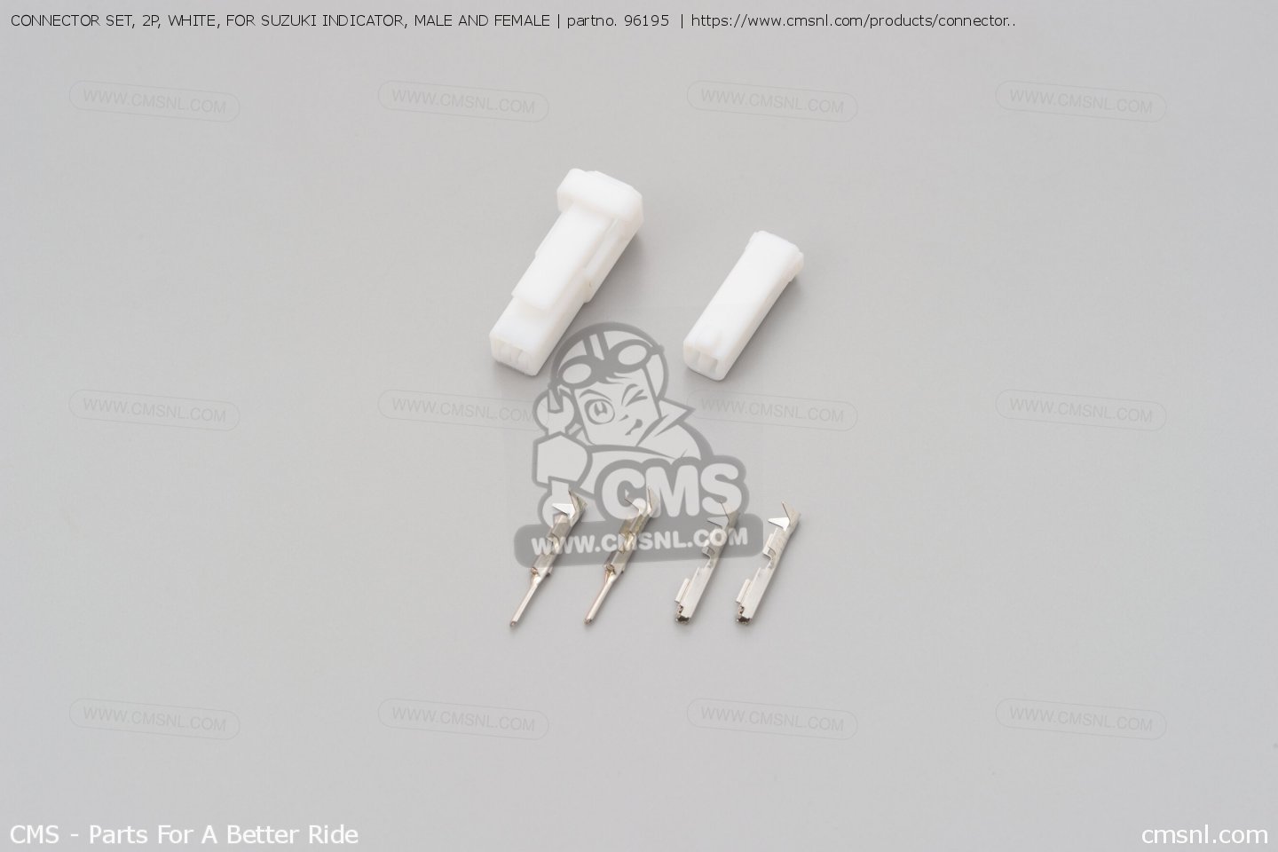 96195: CONNECTOR SET, 2P, WHITE, FOR SUZUKI INDICATOR, MALE AND FEMALE ...